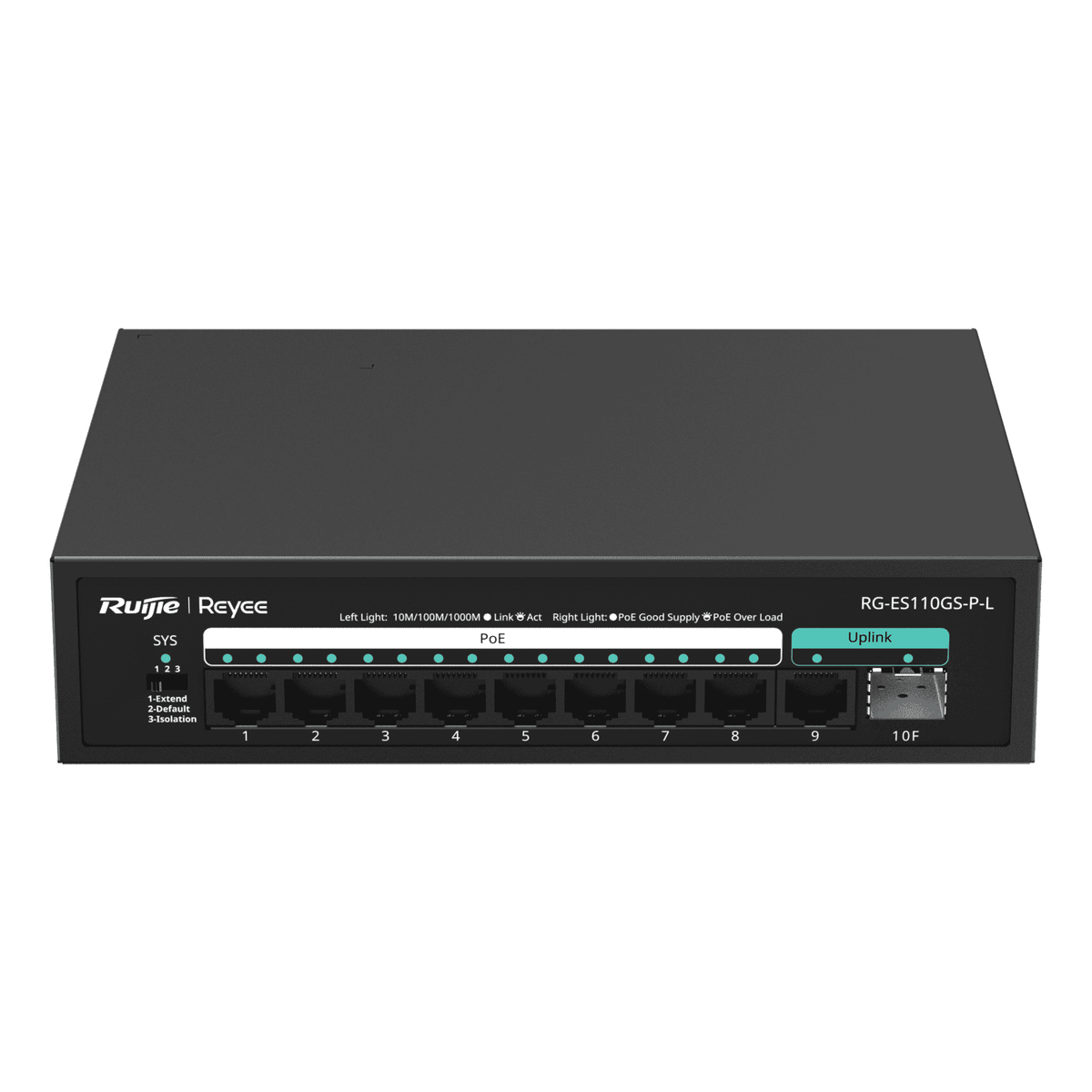 Reyee RG-ES110GS-P-L 10‑Port Gigabit PoE+ Switch, 8x PoE+ (120W), 1x ...